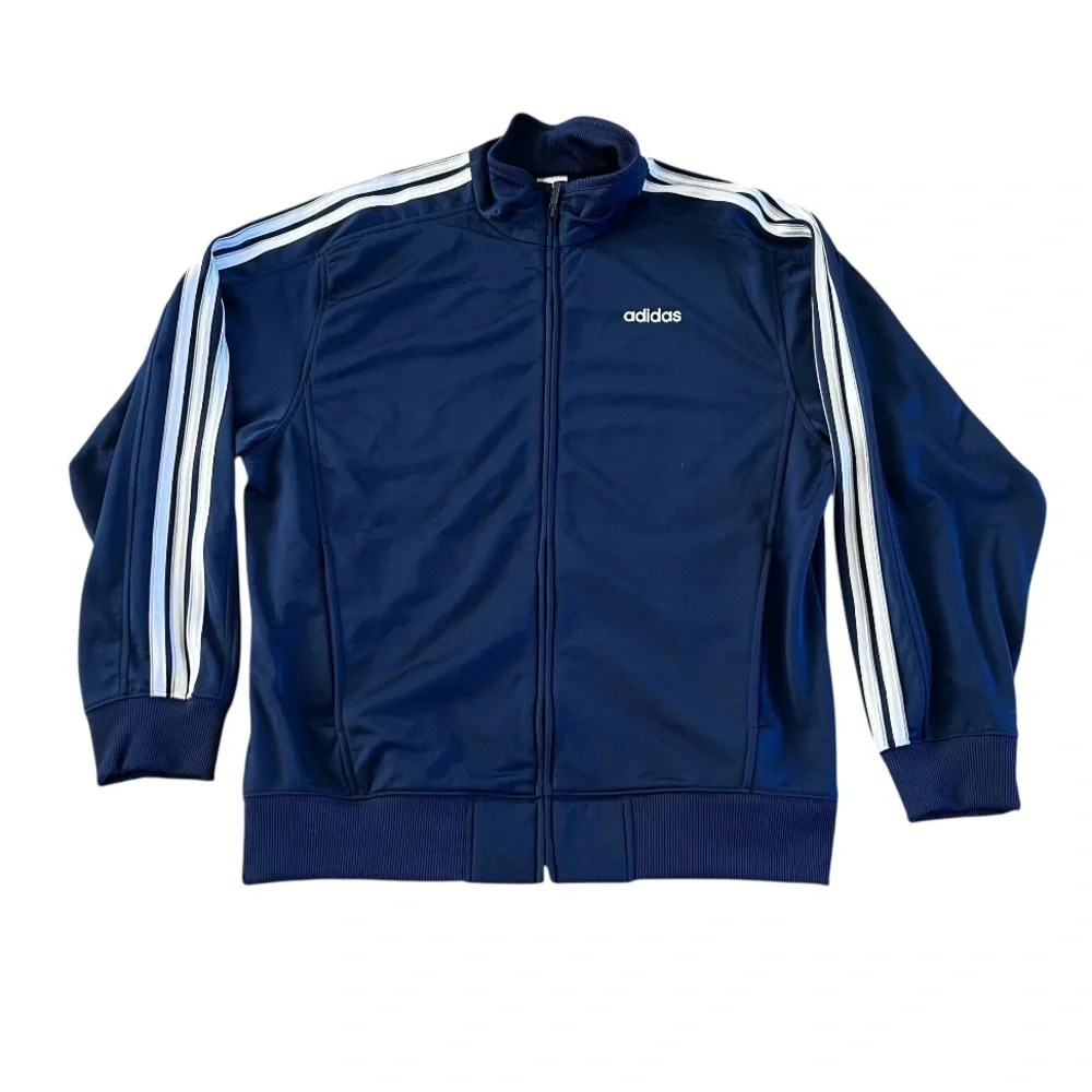 adidas | Jackets & Coats | Adidas Mens Navy Blue Track Jacket With ...